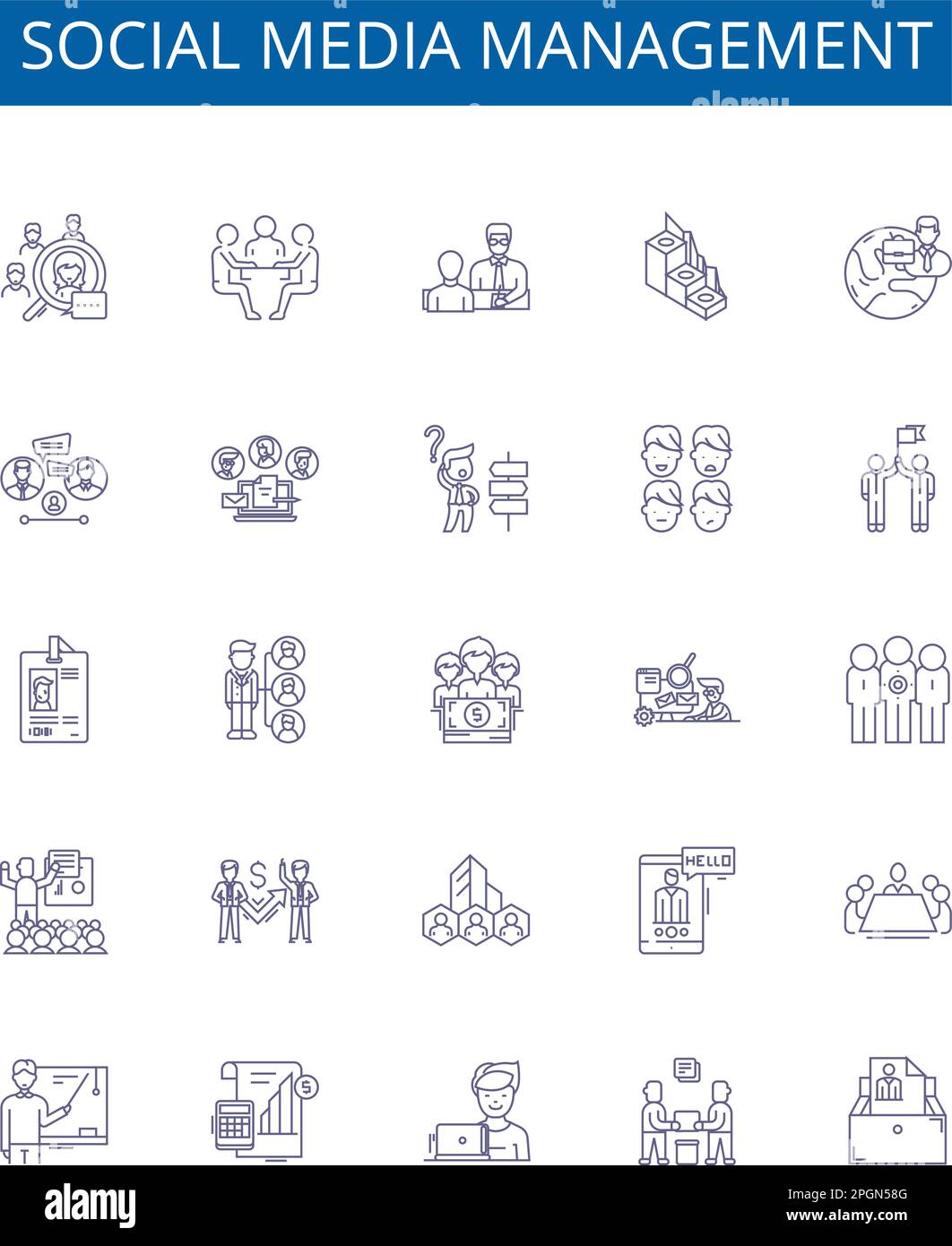 Social media management line icons signs set. Design collection of ...