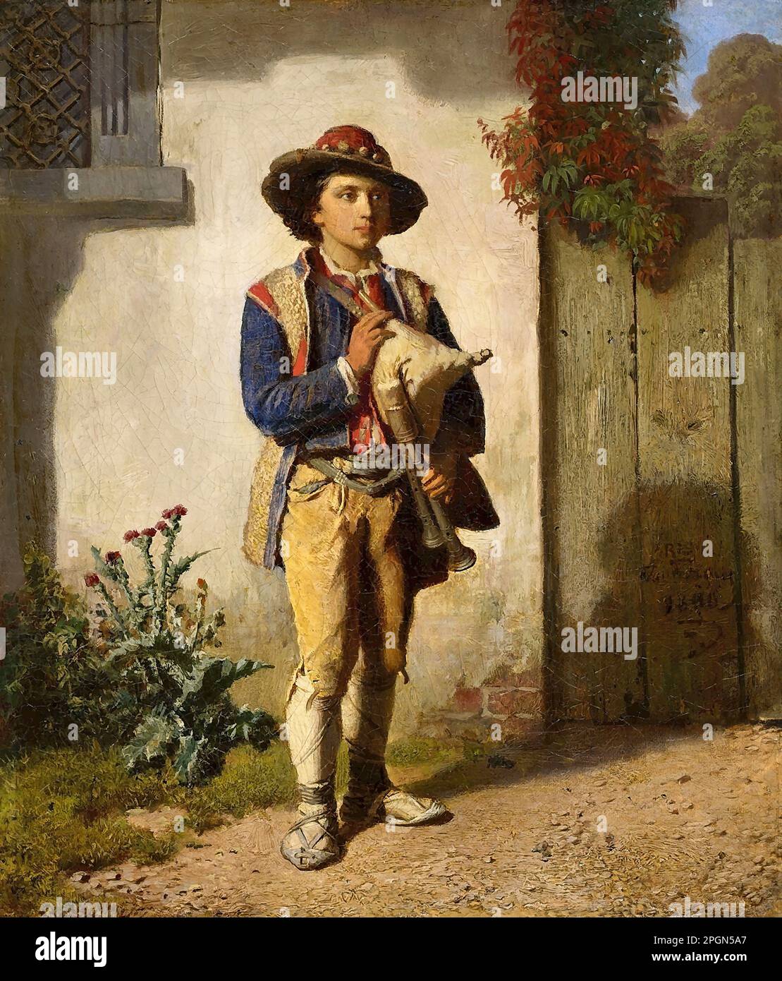 Zimmermann Reinhard Sebastian - Savoyard boy with bagpipes in front of ...