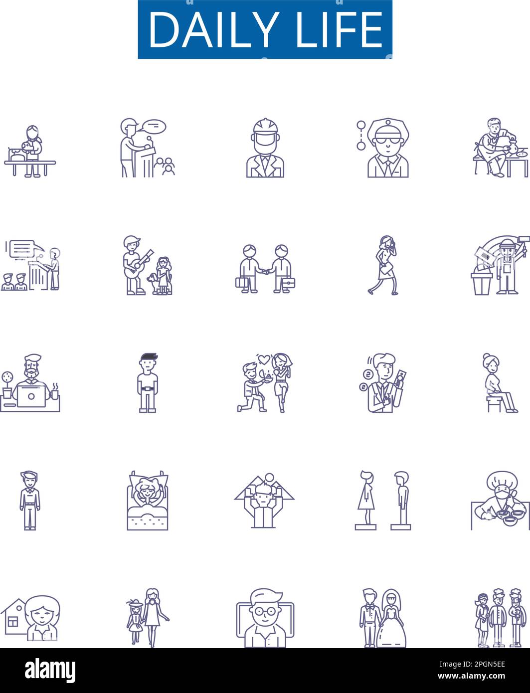 Daily life line icons signs set. Design collection of Routine, Daily, Habits, Everyday, Normal ...
