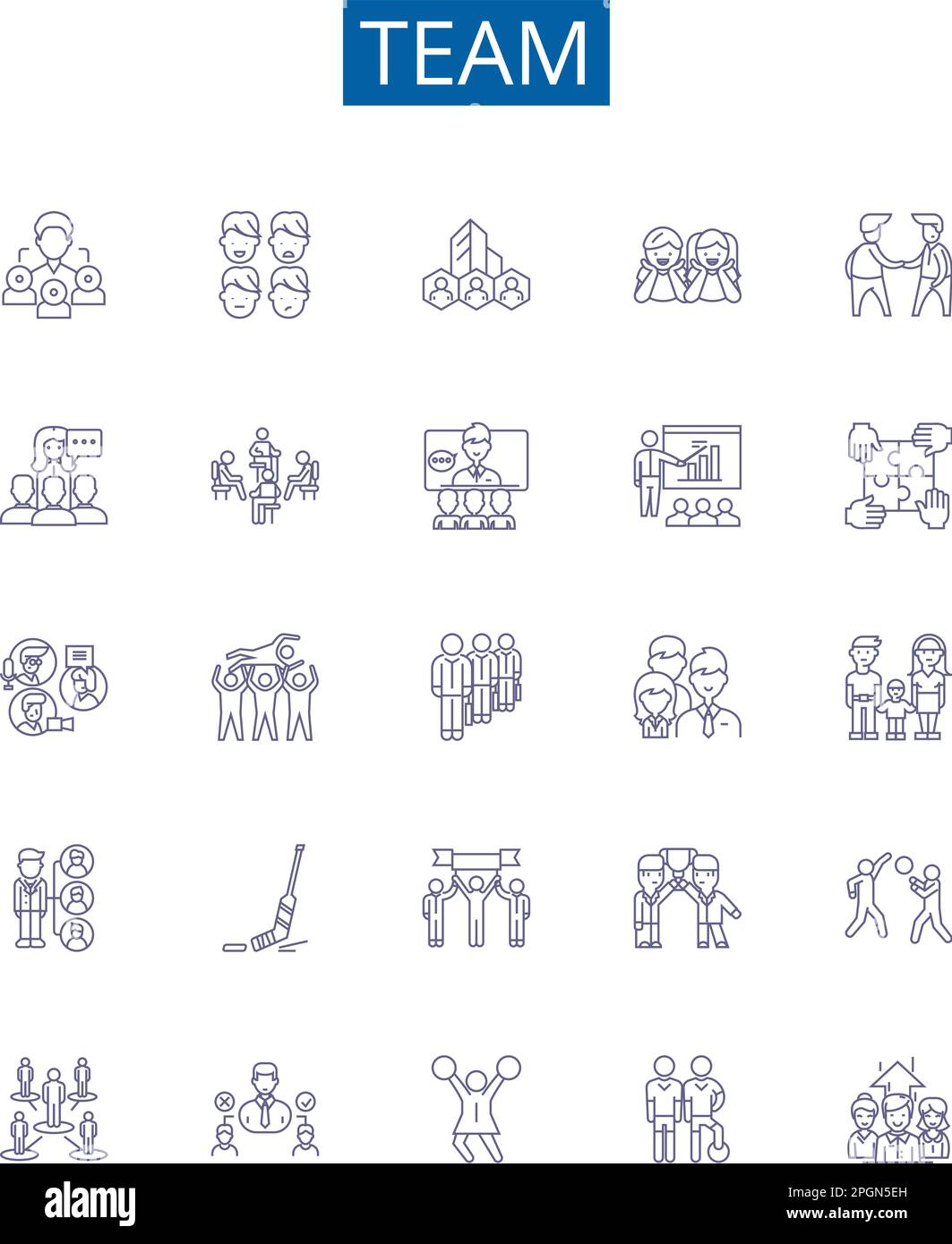 Team line icons signs set. Design collection of Squad, Crew, Group ...