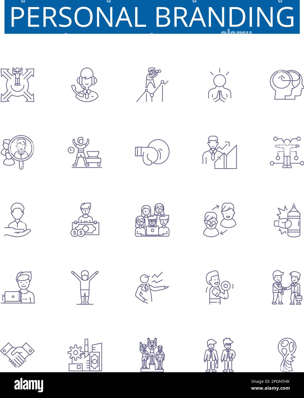 Personal branding line icons signs set. Design collection of Personal ...