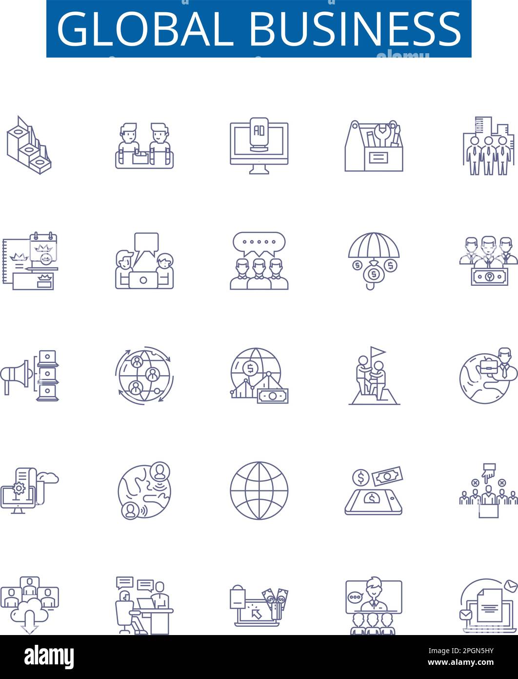 Global business line icons signs set. Design collection of Global ...