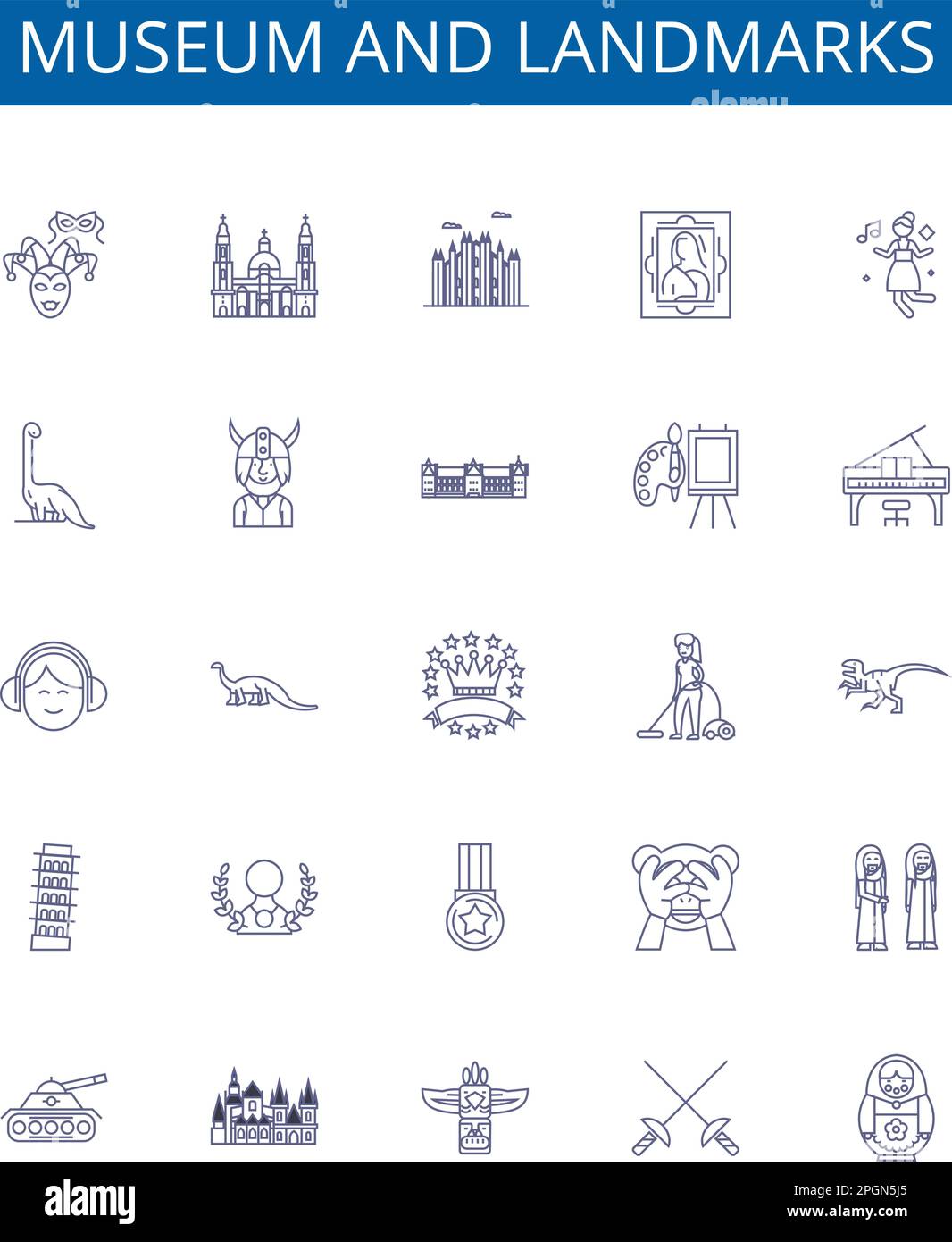 Museum and landmarks line icons signs set. Design collection of Museum ...