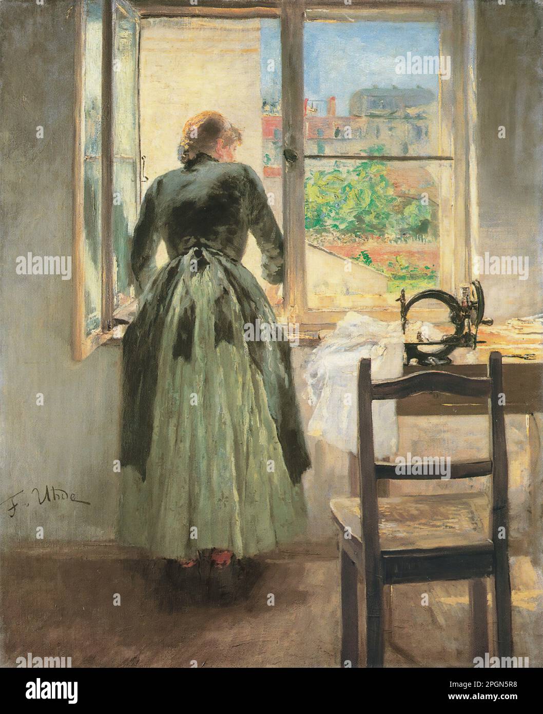 Uhde Fritz Von - Girl at the Window - German School - 19th Century ...