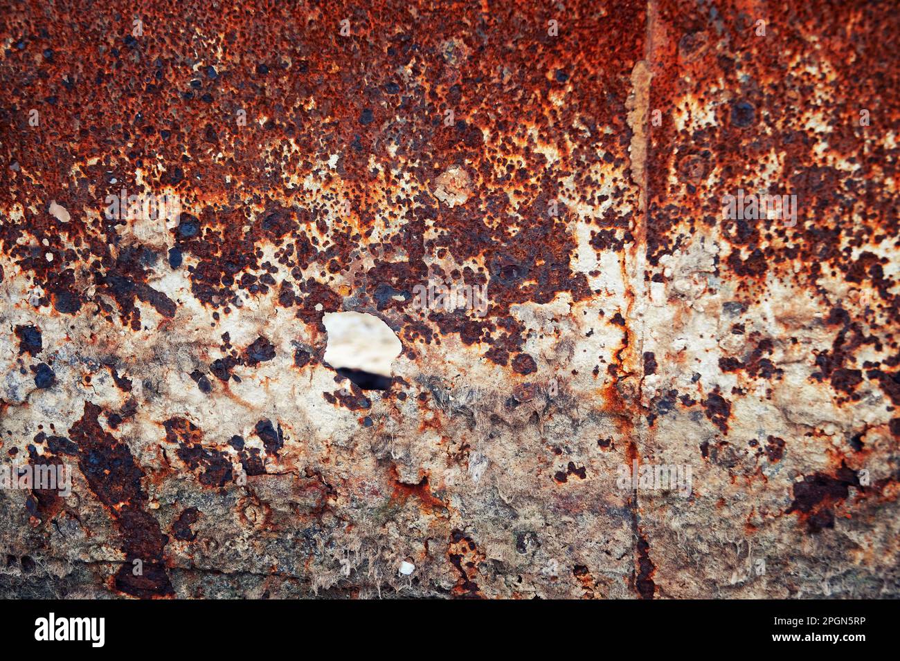Old broken metal sheet with rust and cracks. Macro closeup view ...