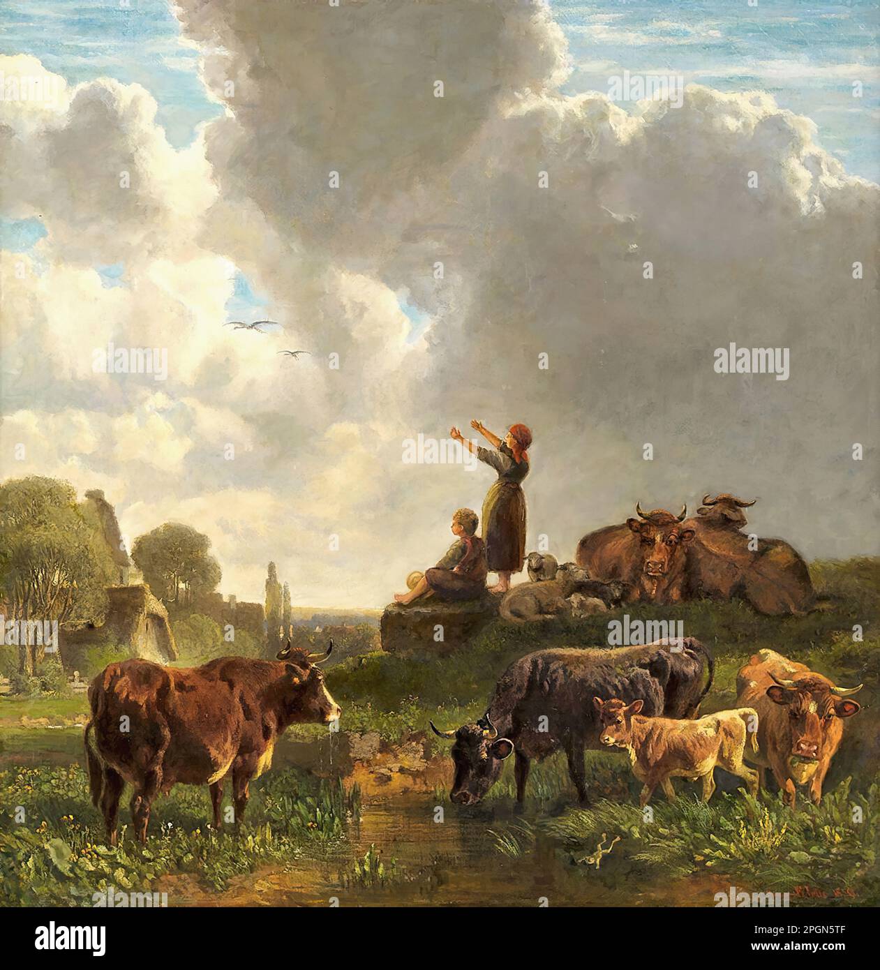 Voltz Friedrich - at the Waterhole - German School - 19th Century ...