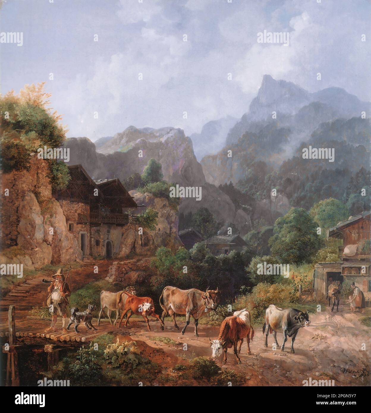 Burkel Heinrich - Mountain Village (Morning in a Tyrolean Village ...