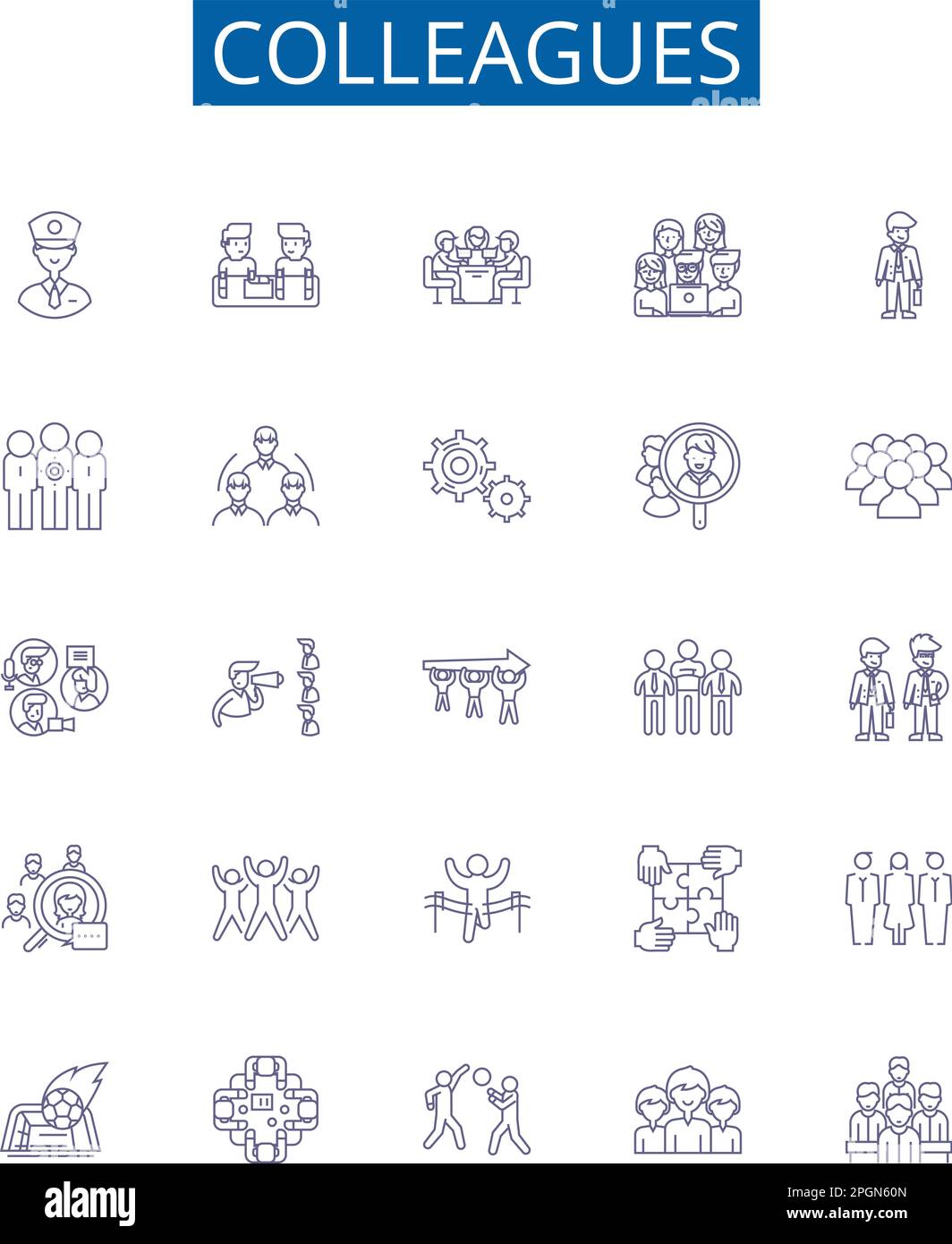 Colleagues line icons signs set. Design collection of Colleagues, Peers ...