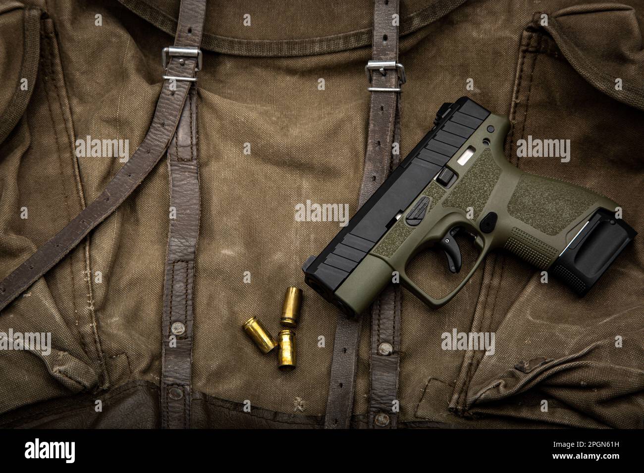 Modern semi-automatic pistol. A short-barreled weapon for self-defense ...