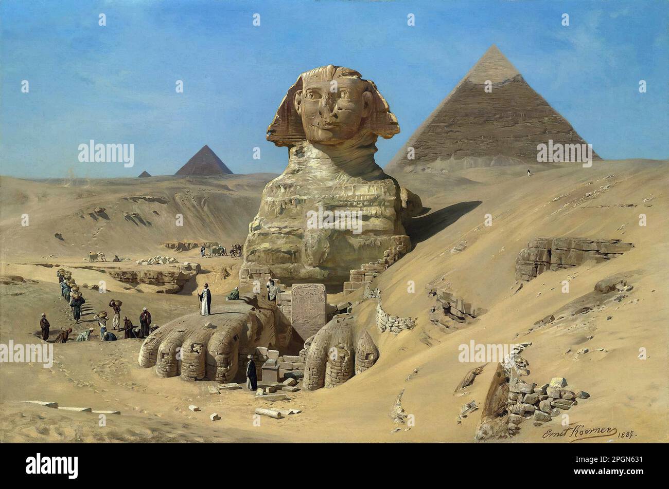 Koerner Ernst - the Excavation of the Sphinx - German School - 19th and ...