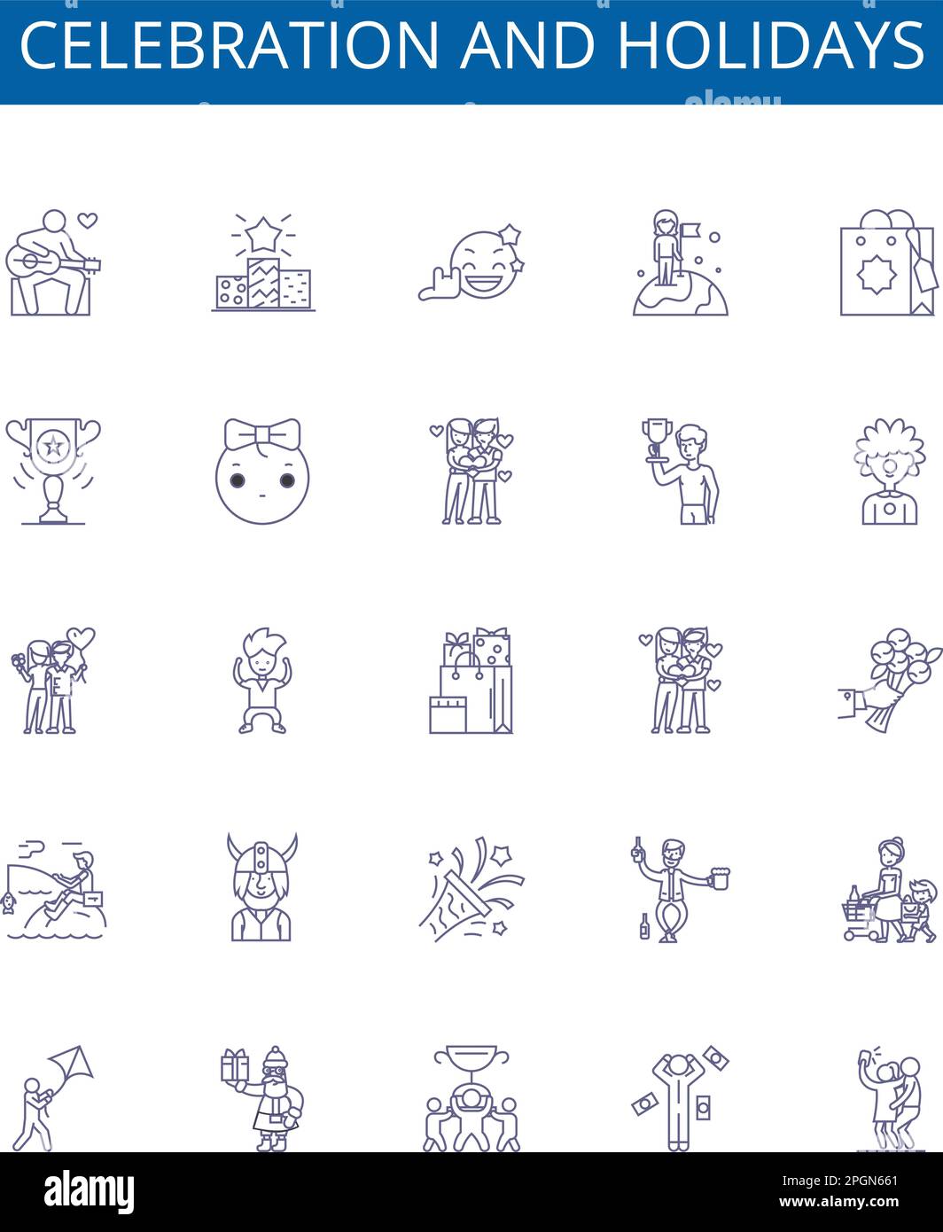 Celebration and holidays line icons signs set. Design collection of ...