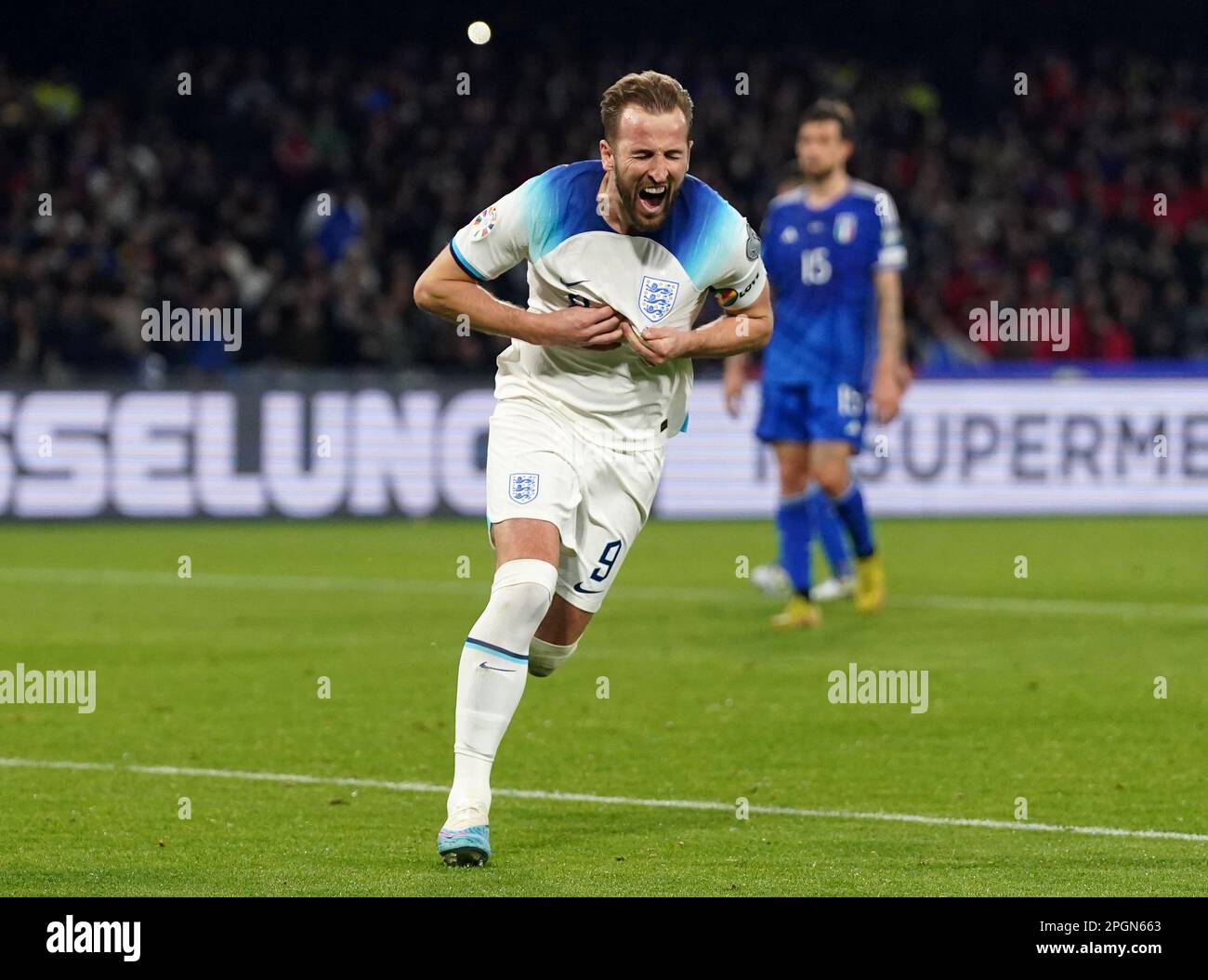 England's Harry Kane celebrates scoring their side's second goal of the ...