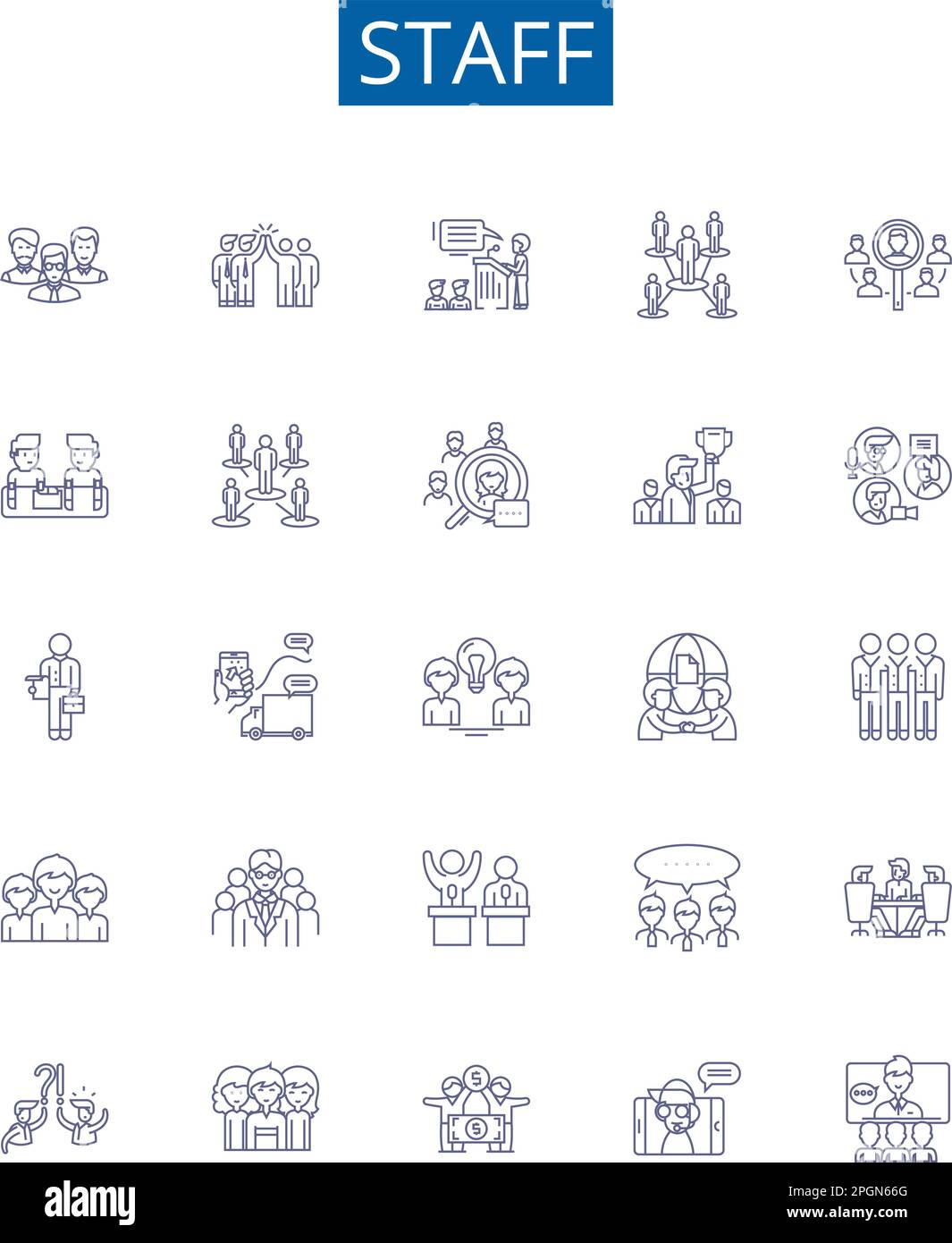 Staff line icons signs set. Design collection of Employees, Crew ... Staff line icons signs set. Design collection of Employees, Crew ...