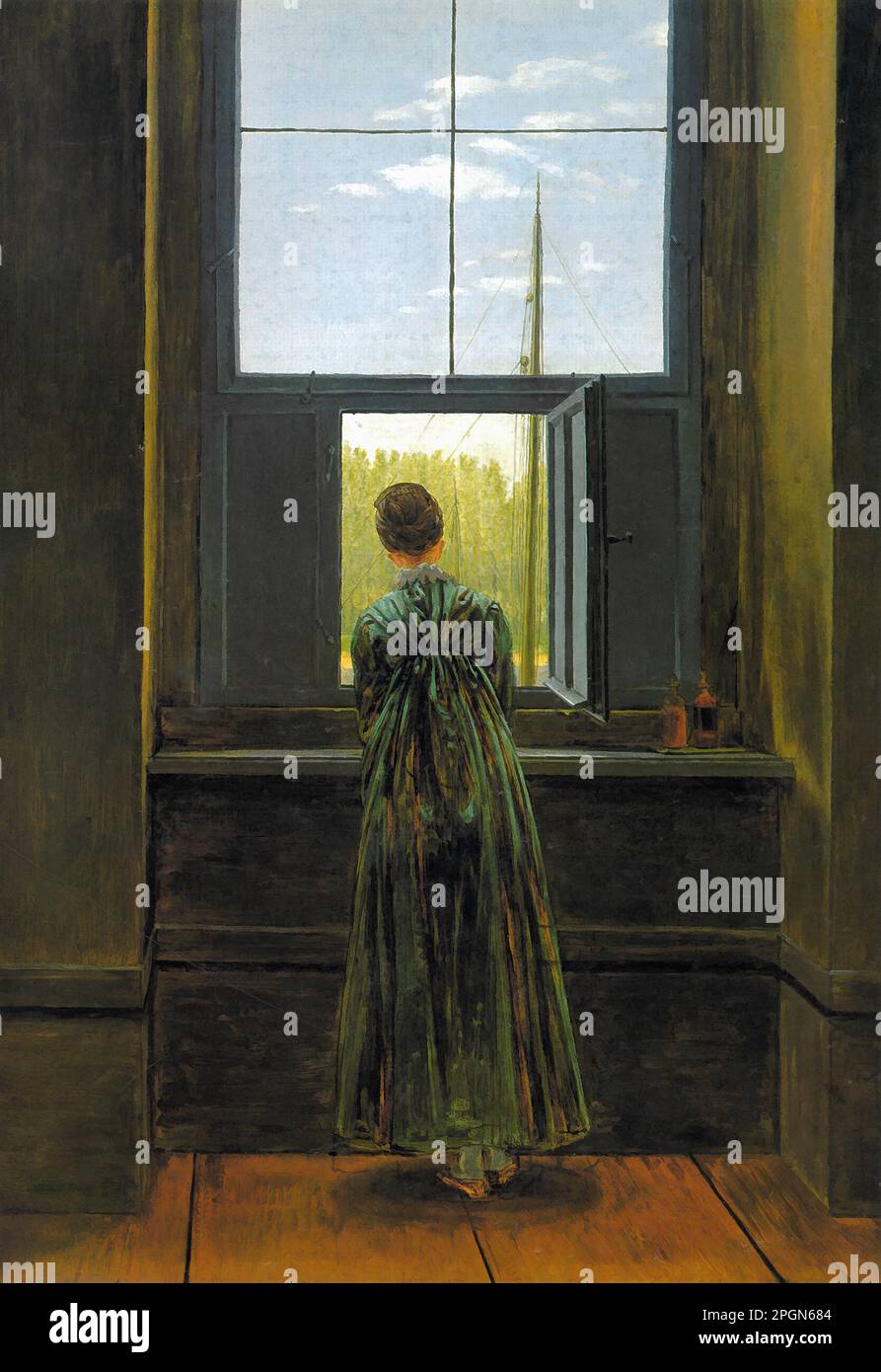 Friedrich Caspar David - Woman At The Window - German School - 19th ...