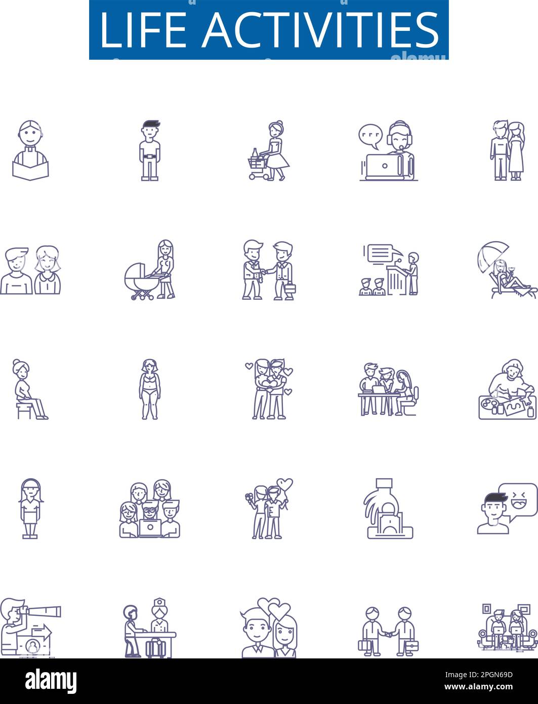 Life activities line icons signs set. Design collection of Existence ... Life activities line icons signs set. Design collection of Existence ...