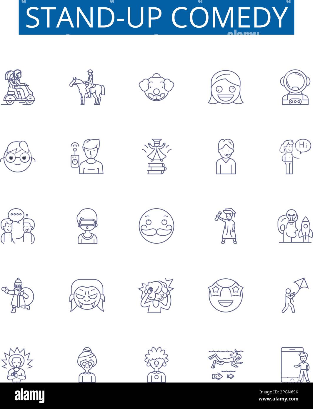 Stand-up comedy line icons signs set. Design collection of Humor, Jokes ...