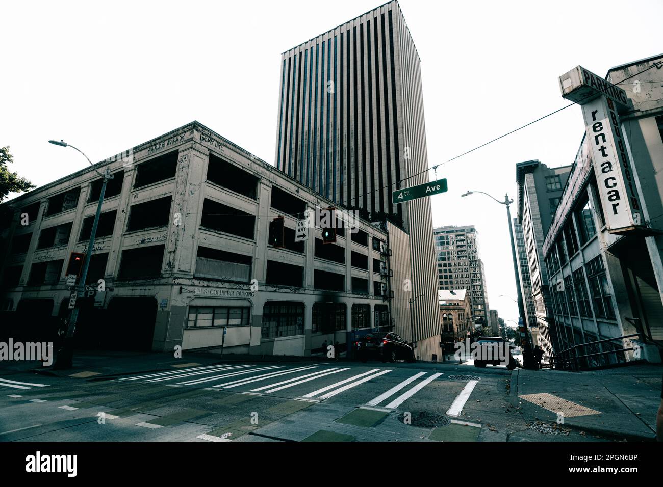 An aerial view of the famous Pacific Building on a rainy day Stock ...