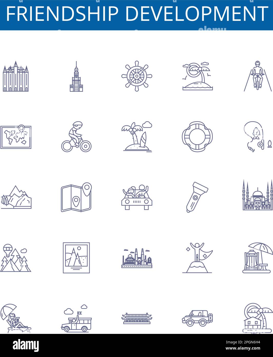 Friendship development line icons signs set. Design collection of ...