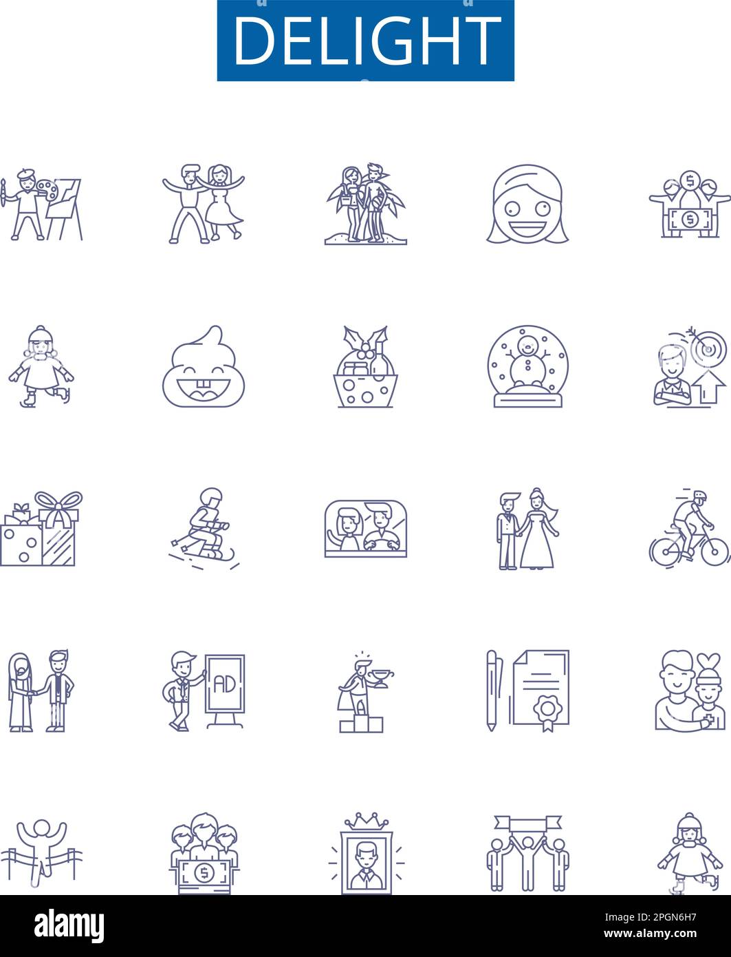 Delight line icons signs set. Design collection of Joy, Appeal, Gratify ...