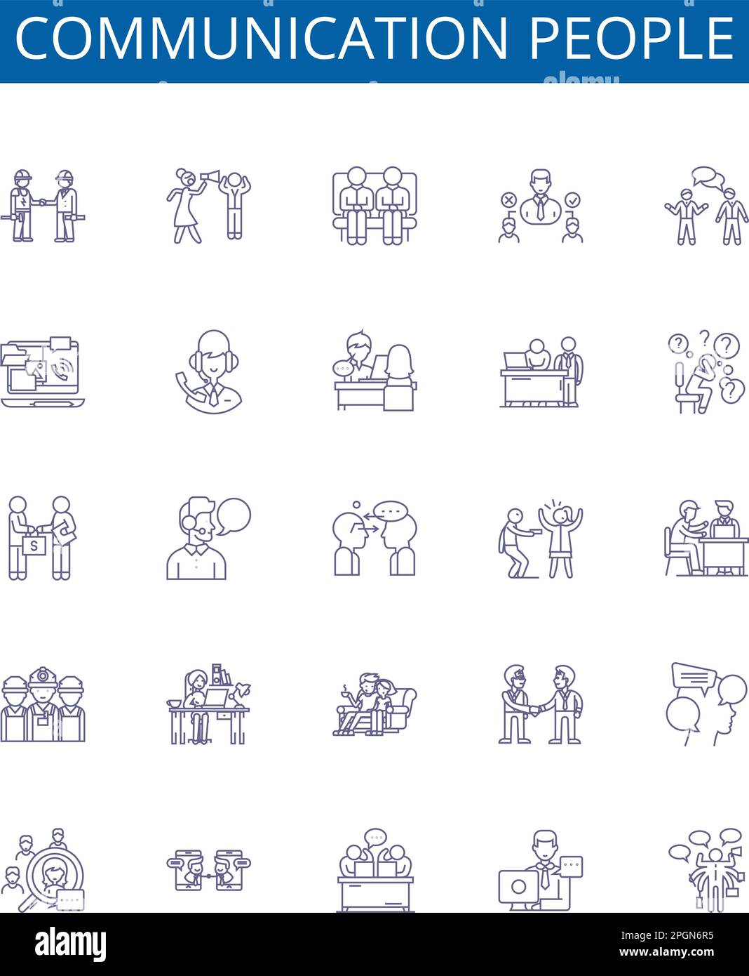 Communication people line icons signs set. Design collection of Interact, Converse, Exchange ...