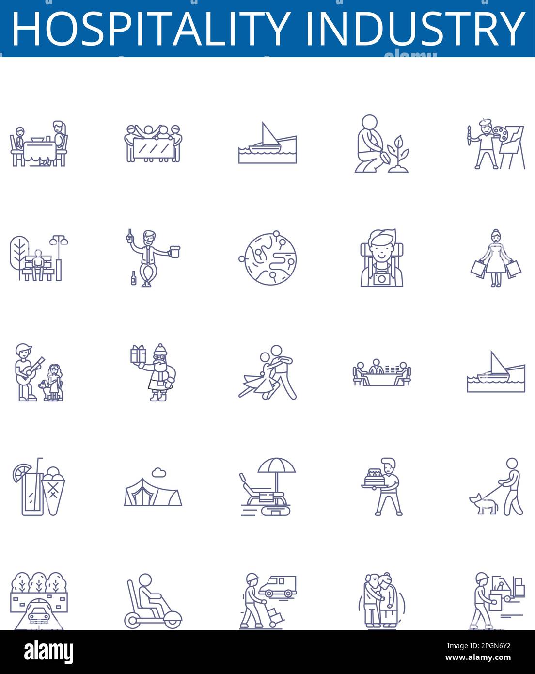 Hospitality industry line icons signs set. Design collection of ...