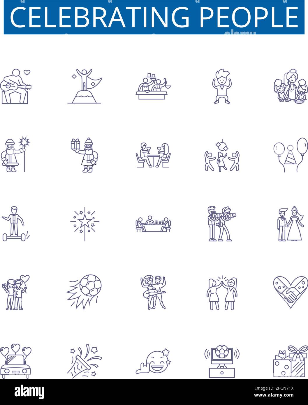 Celebrating people line icons signs set. Design collection of Honoring ... Celebrating people line icons signs set. Design collection of Honoring ...