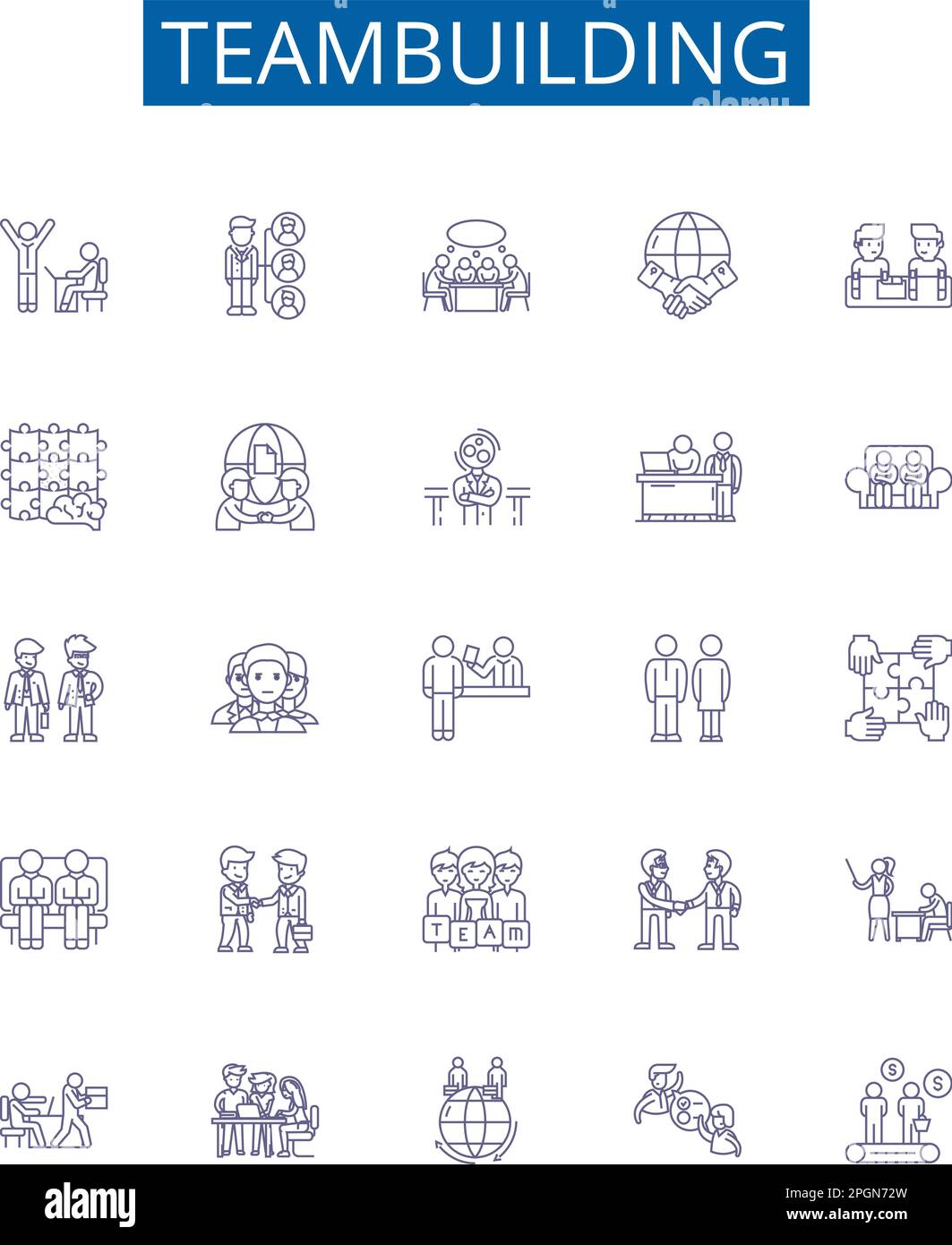 Teambuilding line icons signs set. Design collection of Teamwork ...