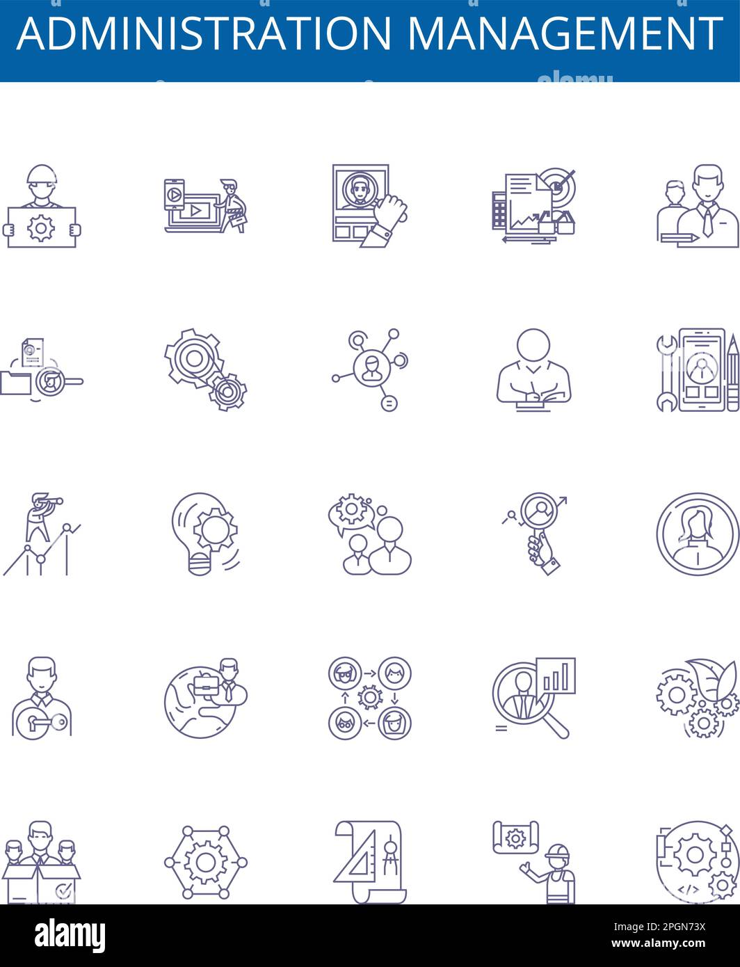 Administration Management Line Icons Signs Set Design Collection Of
