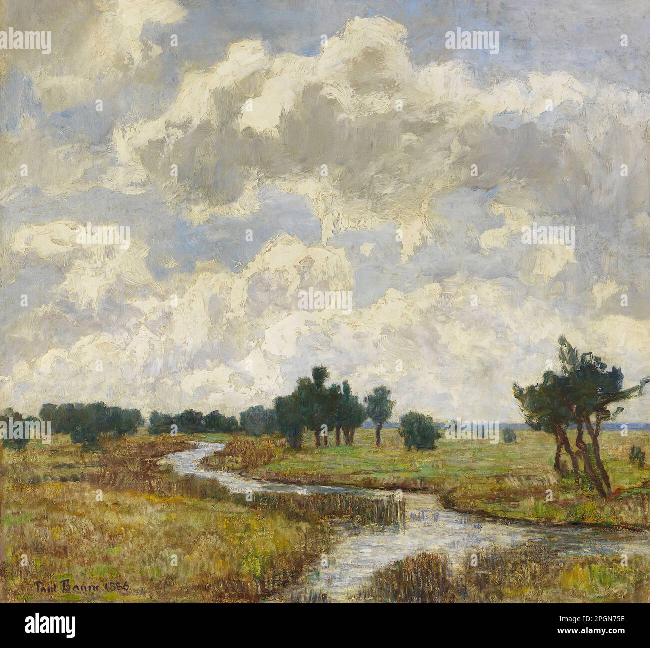 Baum Paul - Sunny-Cloudy Sky Over Moorish Meadows With A Stream ...