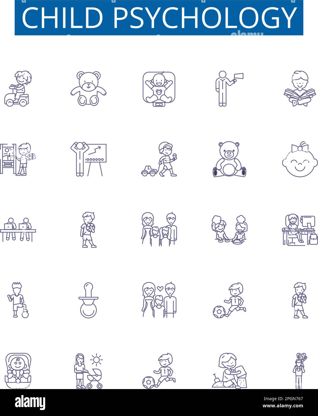 Child psychology line icons signs set. Design collection of Child ...
