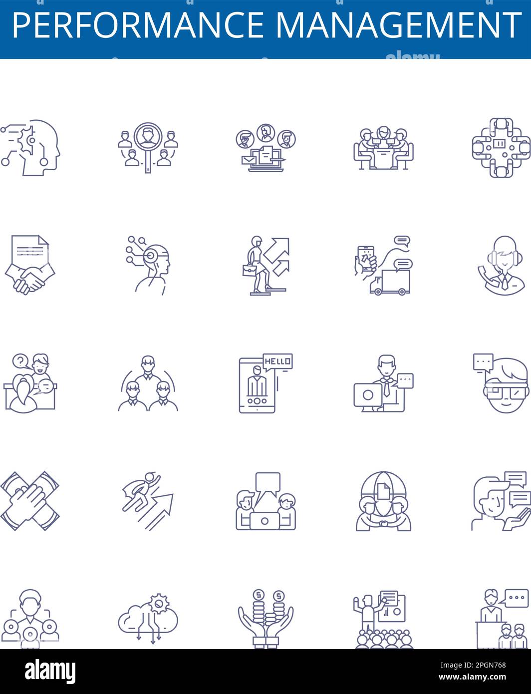 Performance Management Line Icons Signs Set Design Collection Of Auditing Assessing Coaching