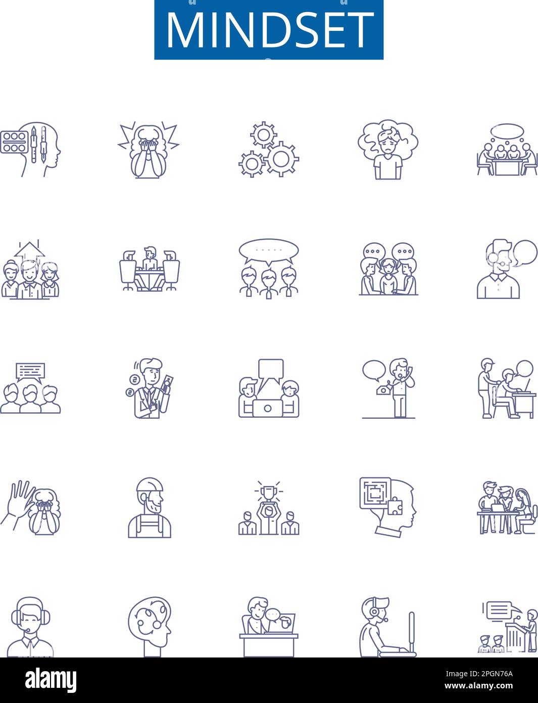 Mindset line icons signs set. Design collection of Attitude, Outlook ...