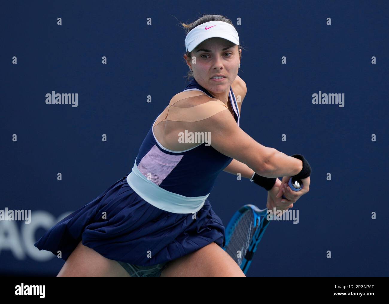 Viktoriya Tomova of Bulgaria returns to Danielle Collins during the ...