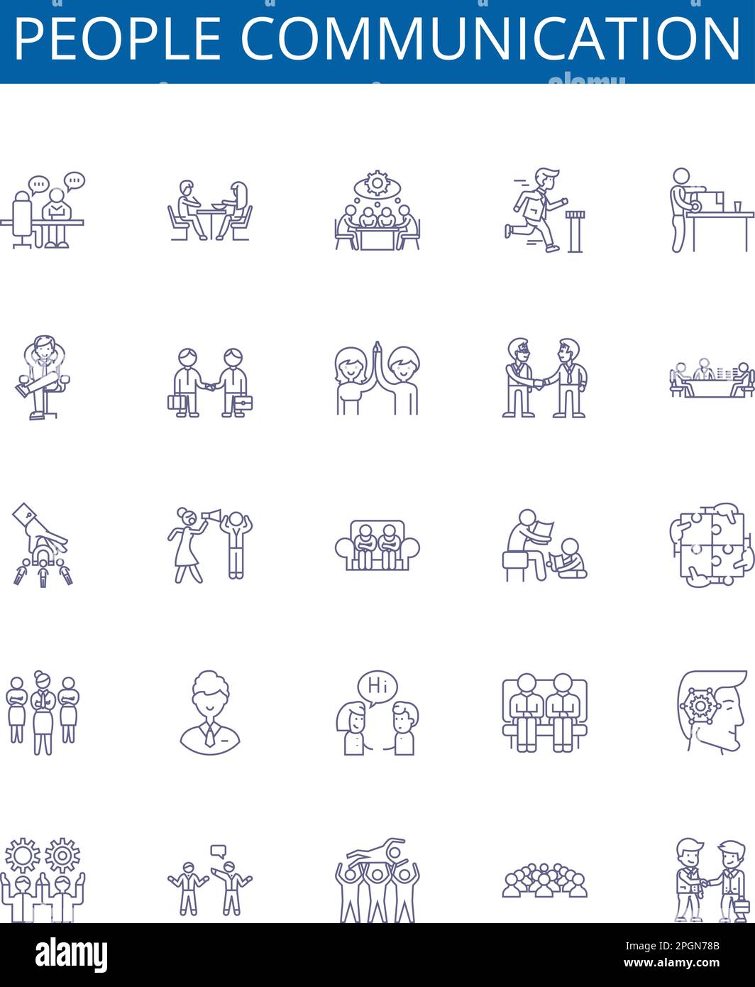People communication line icons signs set. Design collection of Dialog, Chatting, Conversing ...