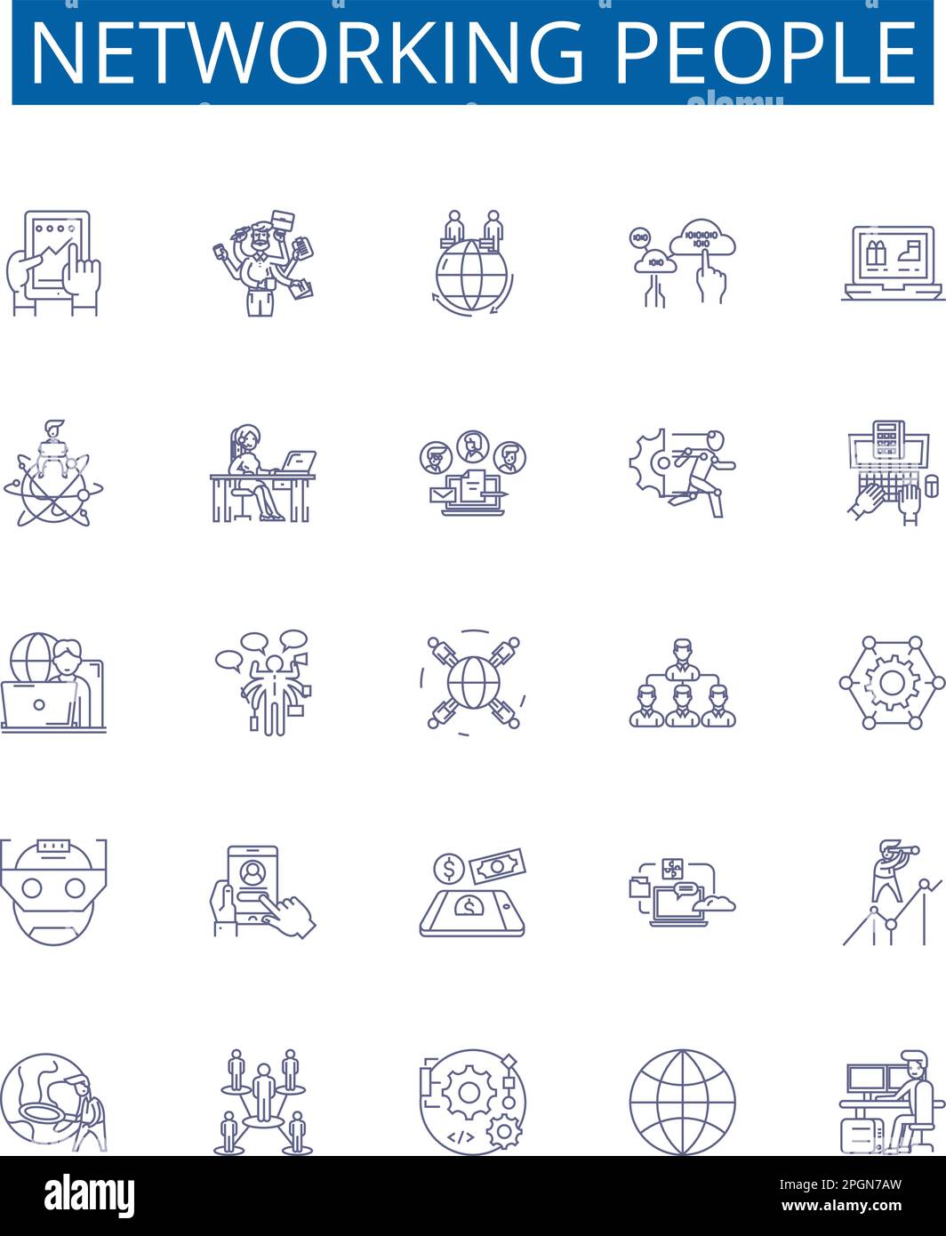 Networking People Line Icons Signs Set Design Collection Of Networking
