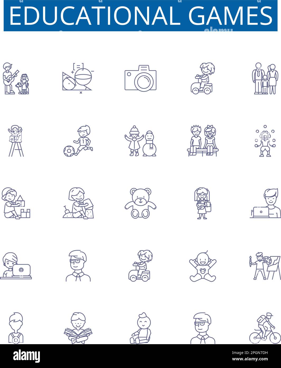 Educational games line icons signs set. Design collection of ...