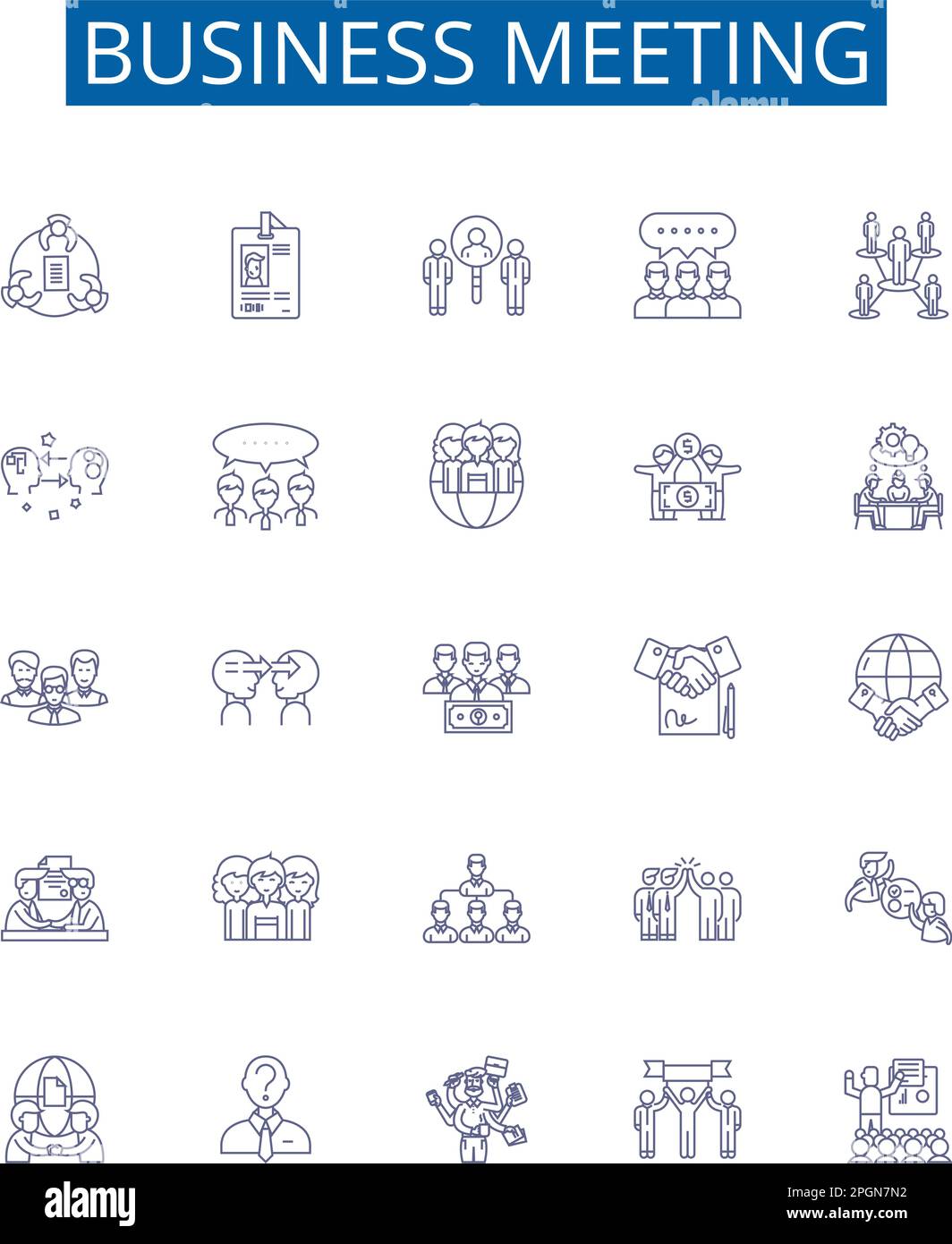 Business meeting line icons signs set. Design collection of Huddle ...