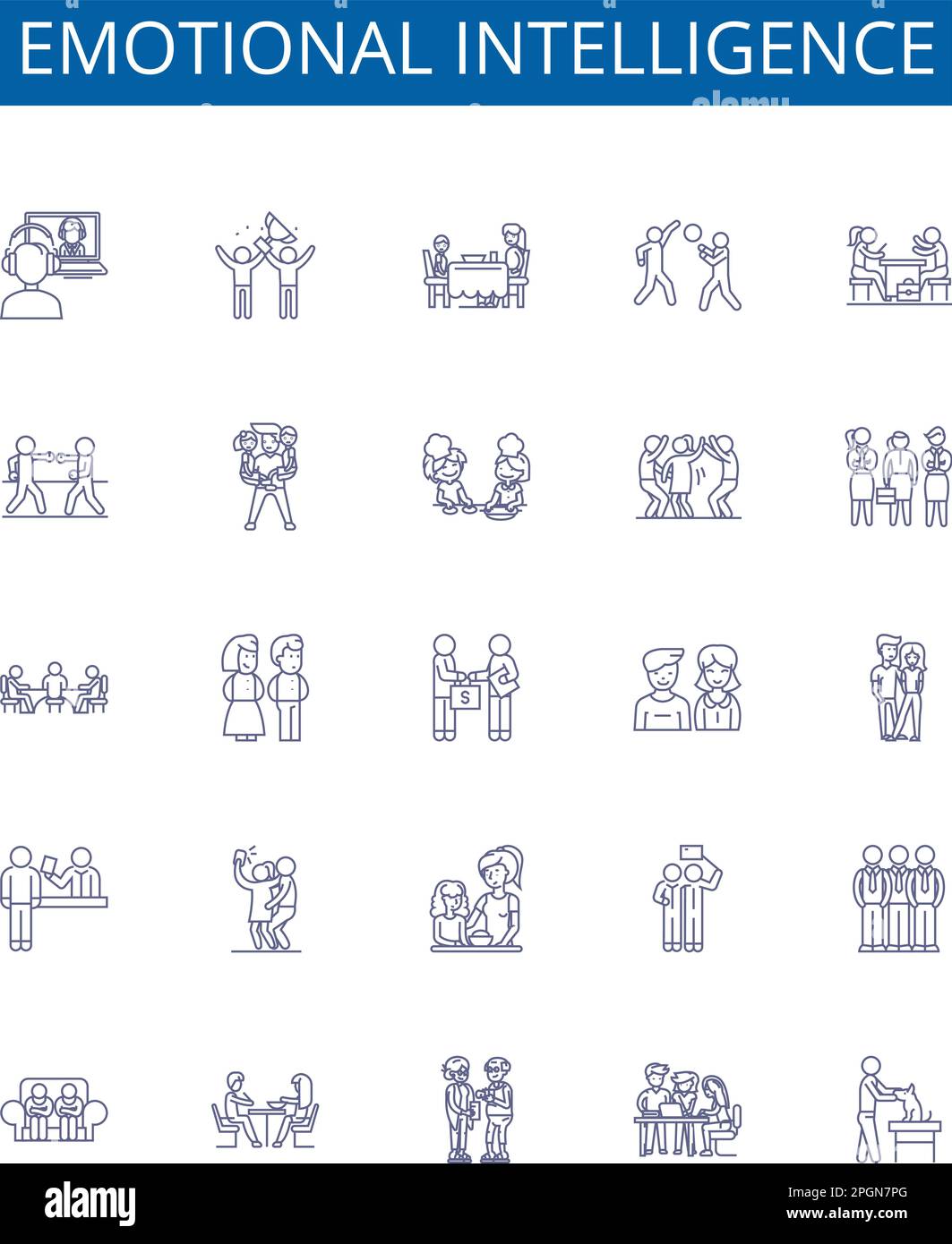 Emotional intelligence line icons signs set. Design collection of ... Emotional intelligence line icons signs set. Design collection of ...