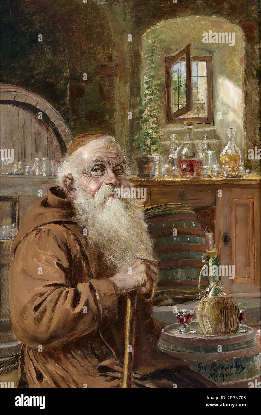 Rossler Georg - Monk in the Wine Cellar - German School - 19th Century ...