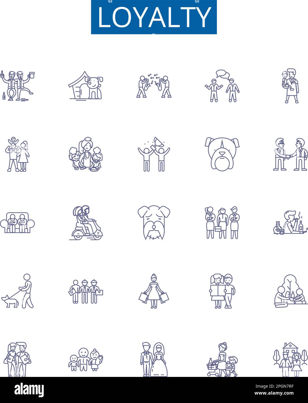 Loyalty line icons signs set. Design collection of Faithful, True ...