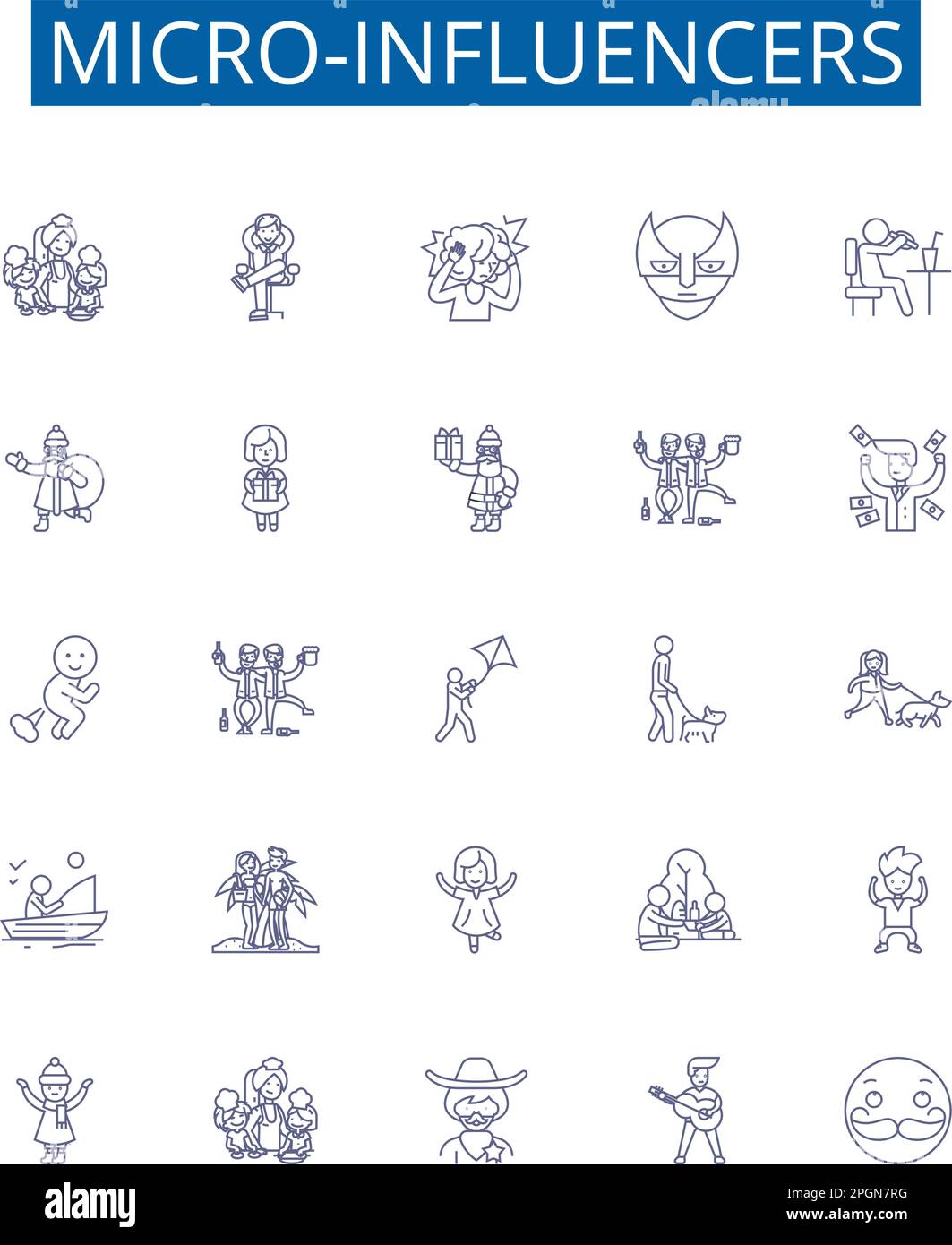 Micro-influencers line icons signs set. Design collection of Micro ...