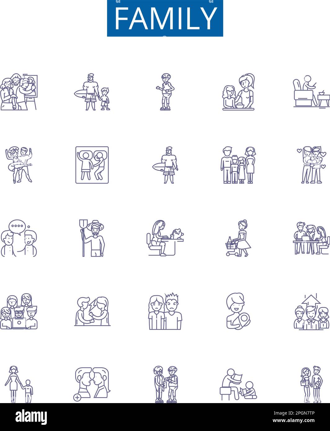 Family line icons signs set. Design collection of Kin, Relatives, Clan ...