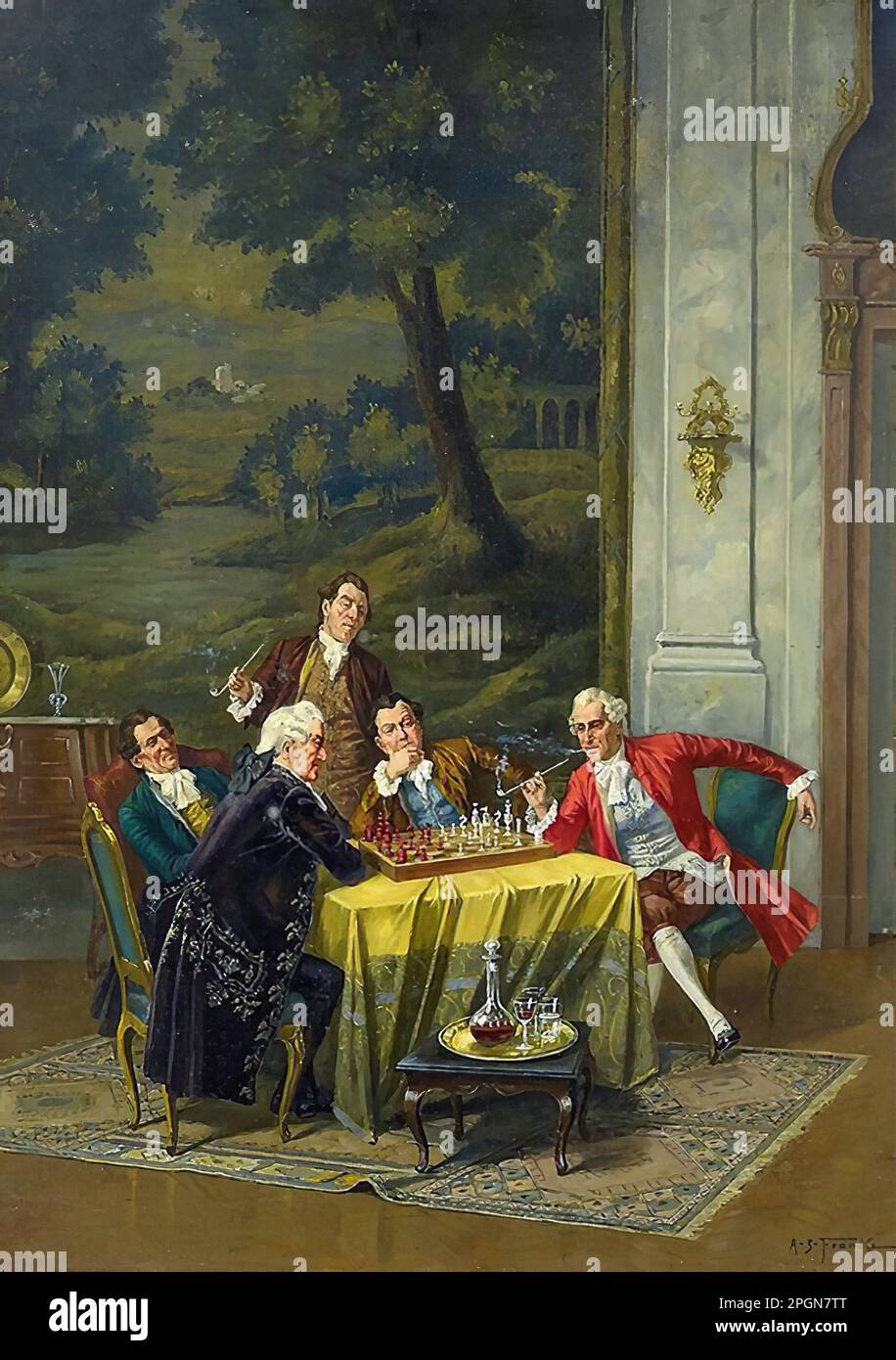 Franke Albert Joseph - the Chess Match - German School - 19th Century ...