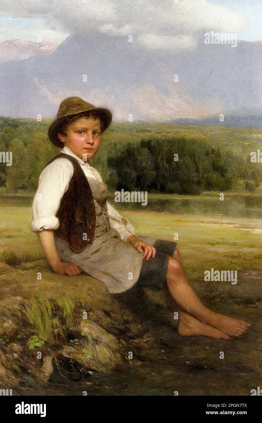 Engel Johann Friedrich - a Young Boy in a Summer Landscape - German ...