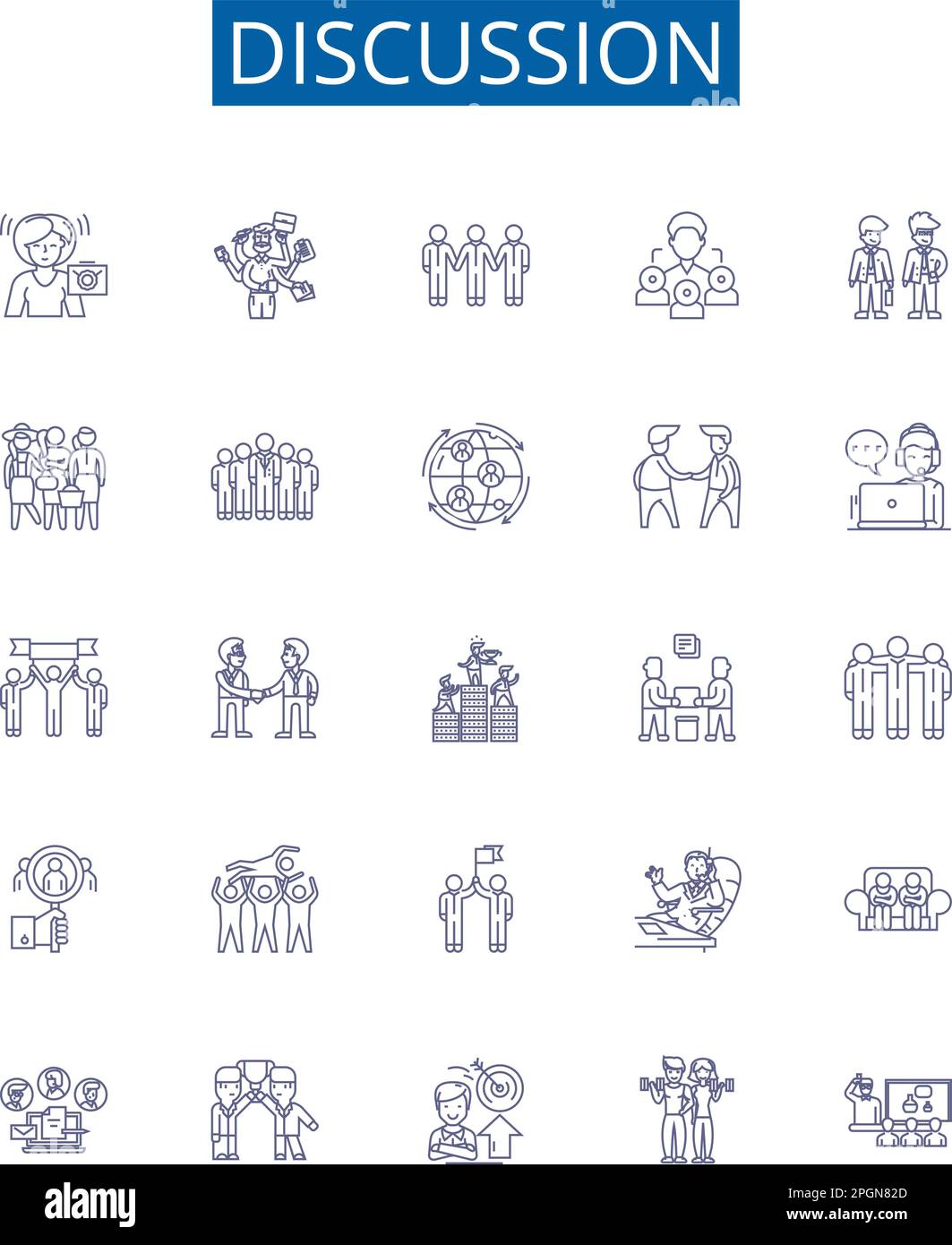 Discussion line icons signs set. Design collection of Debate, Dialogue, Disagreement, Talk ...