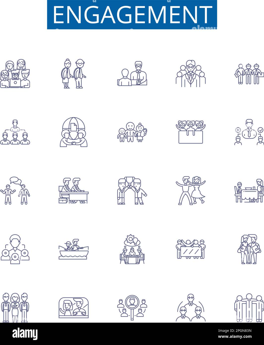 Engagement line icons signs set. Design collection of Involvement ...