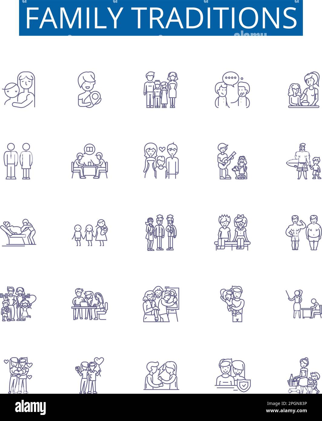 Family traditions line icons signs set. Design collection of Traditions, Family, Celebrations ...