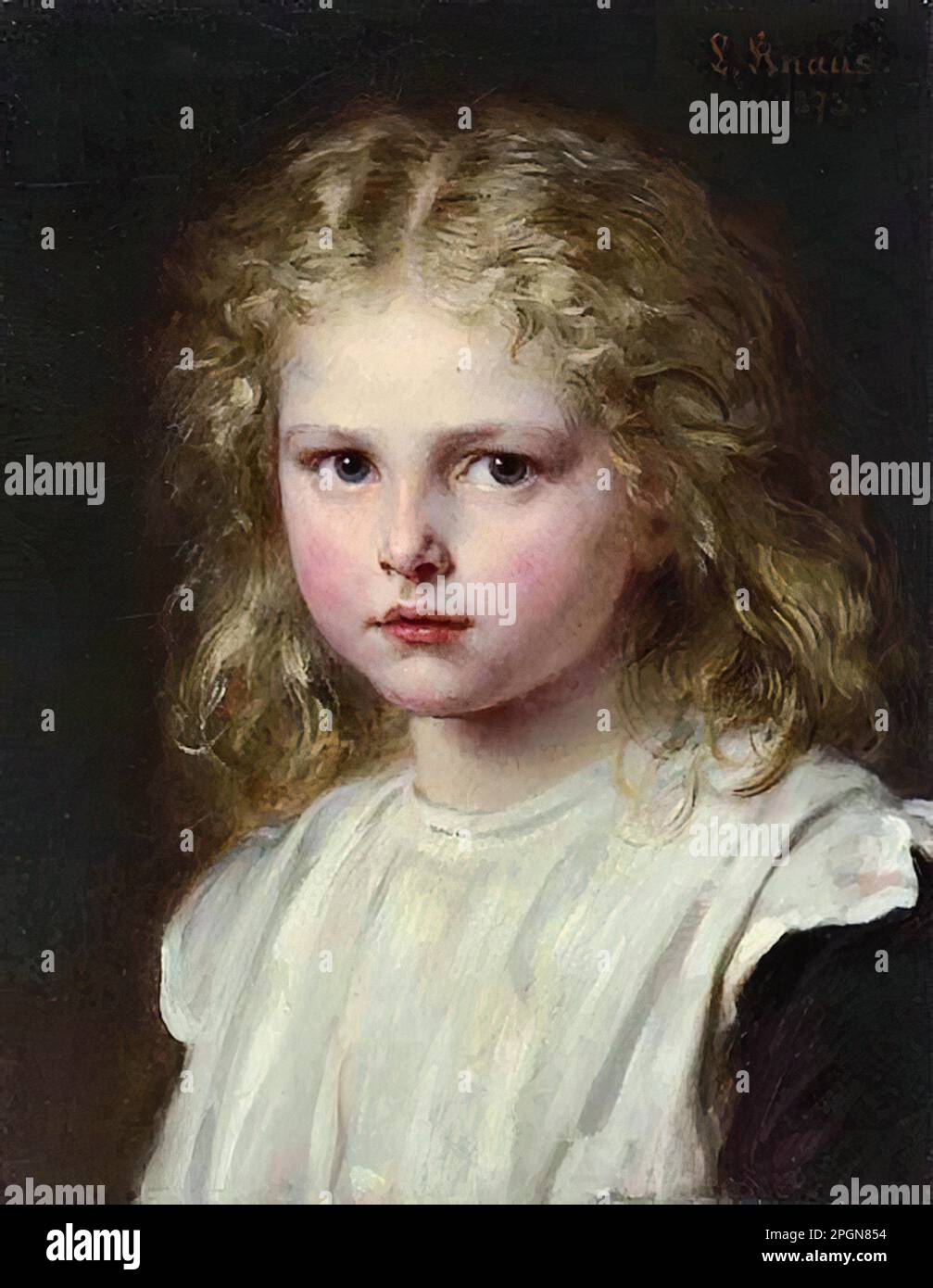 Knaus Ludwig - Portrait of a Young Girl 2 - German School - 19th ...