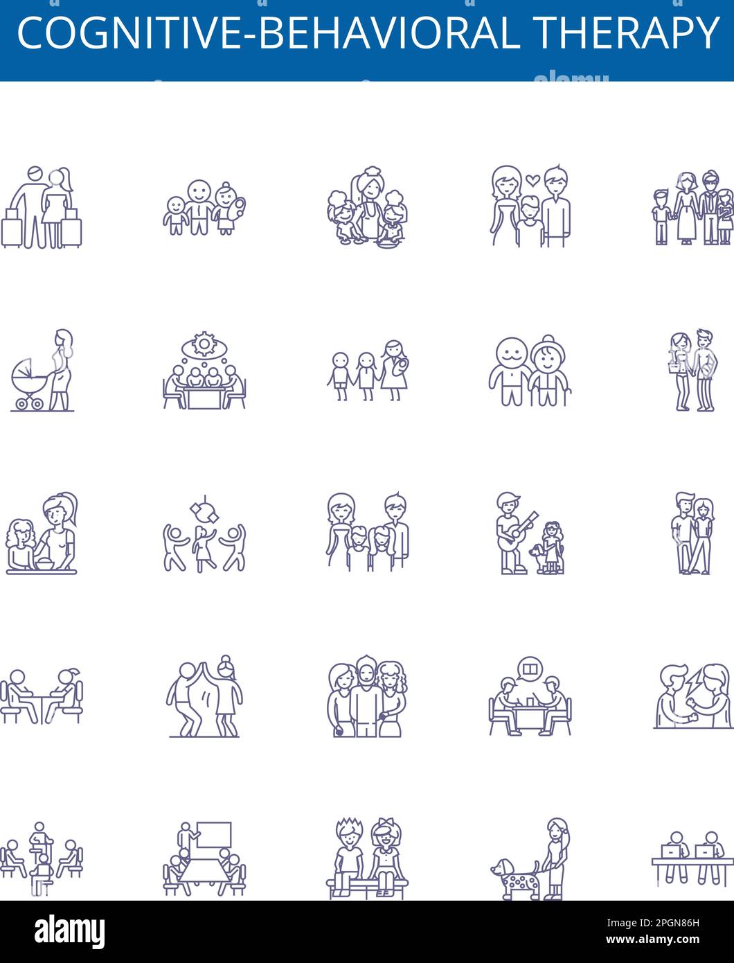 Cognitive-behavioral therapy line icons signs set. Design collection of ...