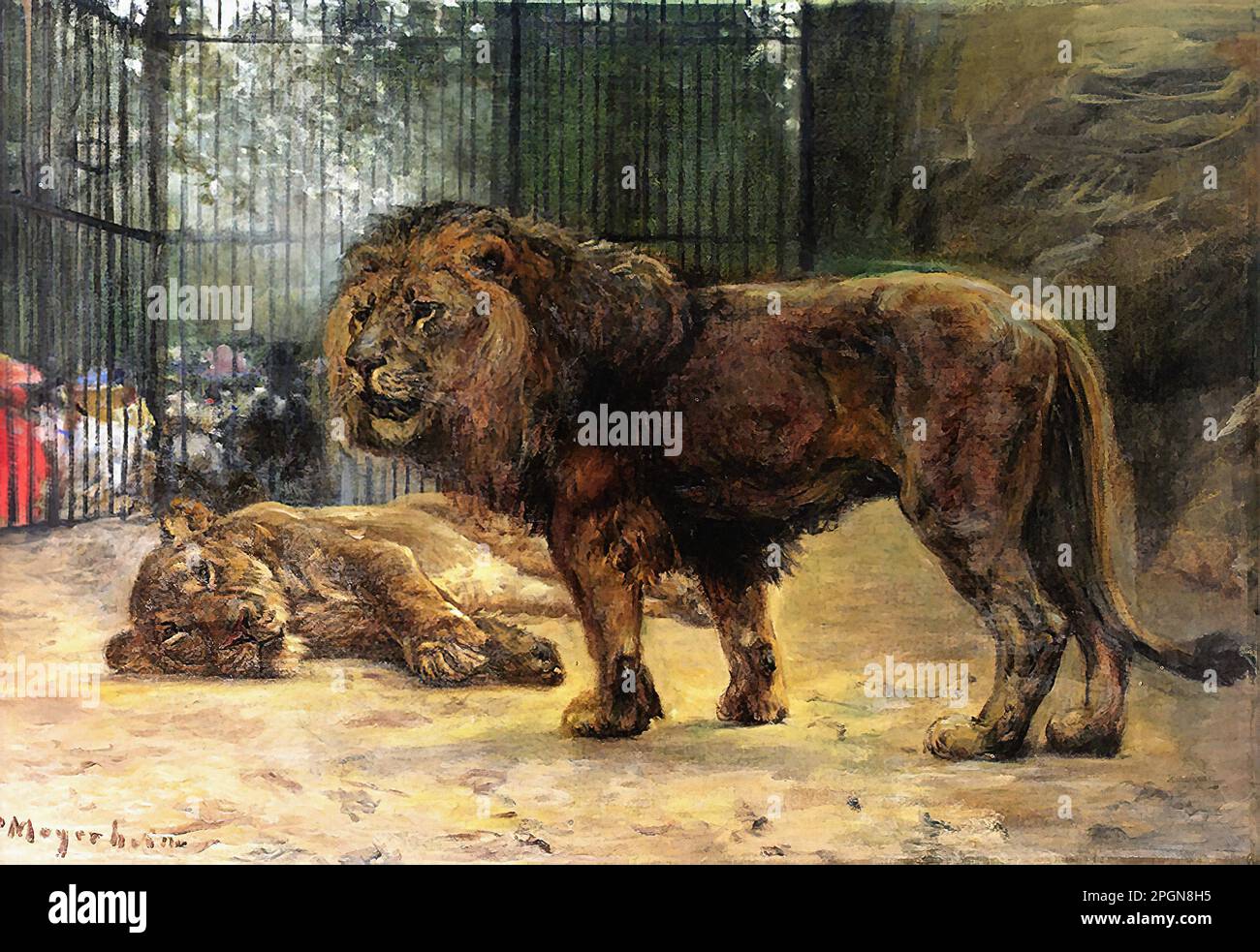 Meyerheim Paul Friedrich - Watching the Lions - German School - 19th ...